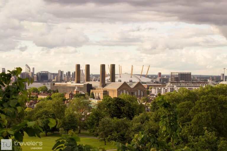 The O2 and Millennium Dome as see from the Greenwich viewpoint