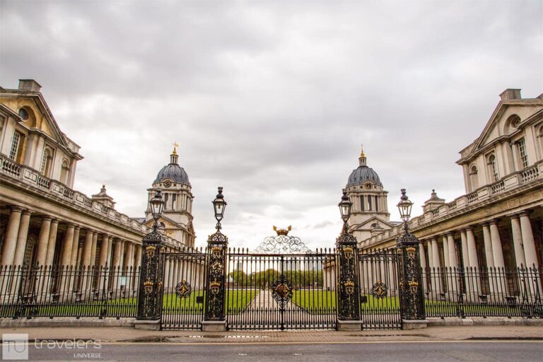 The symmetrical buildings of the Old Royal Naval College