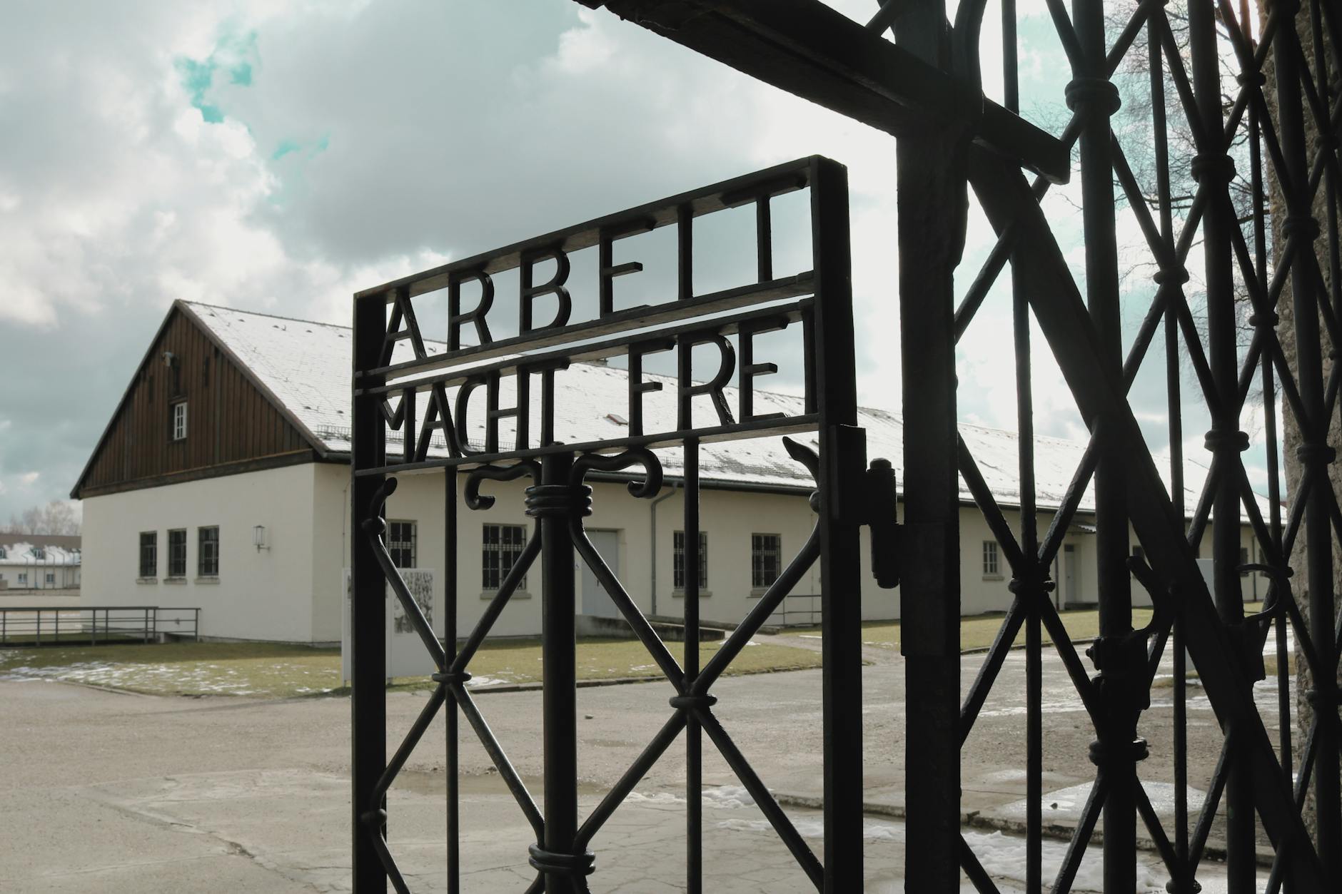 Entrance gate of Dachau concentration camp memorial