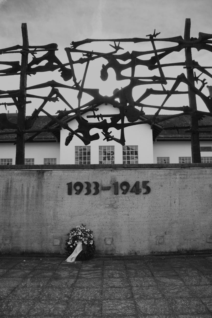 Sculptural memorial at Dachau Concentration Camp honoring victims