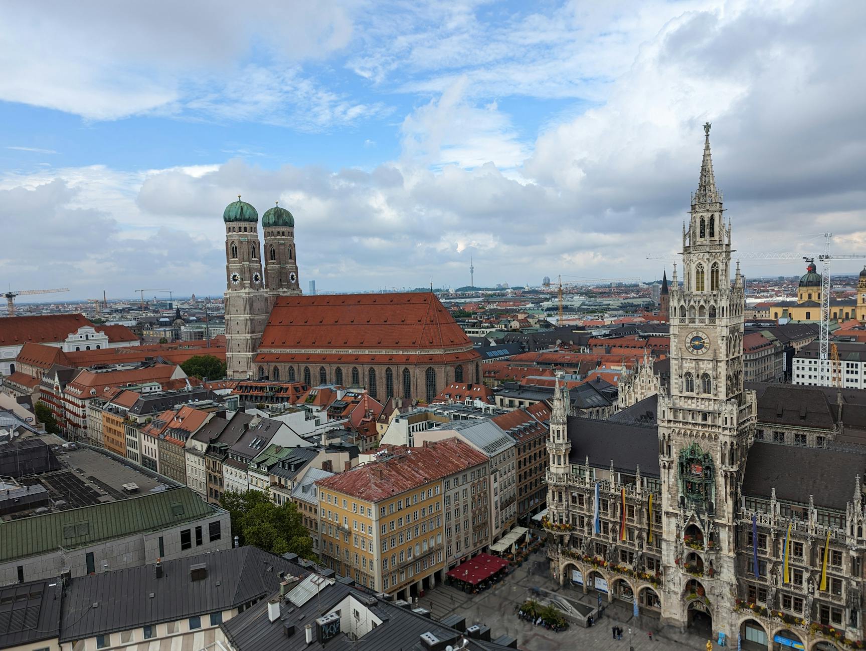 Aerial view of Munich Marienplatz with New Town Hall