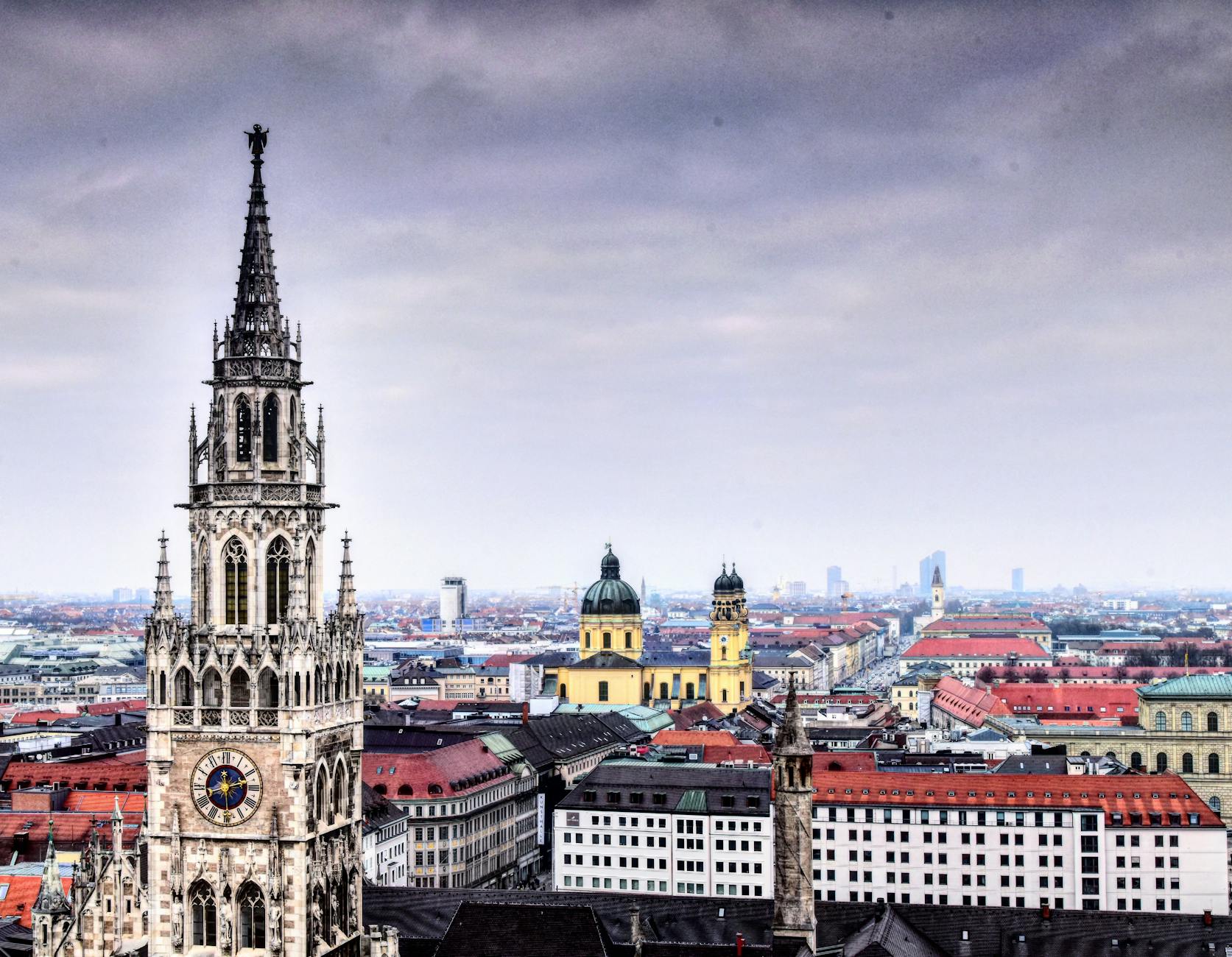 Panoramic view of Munich with historic buildings